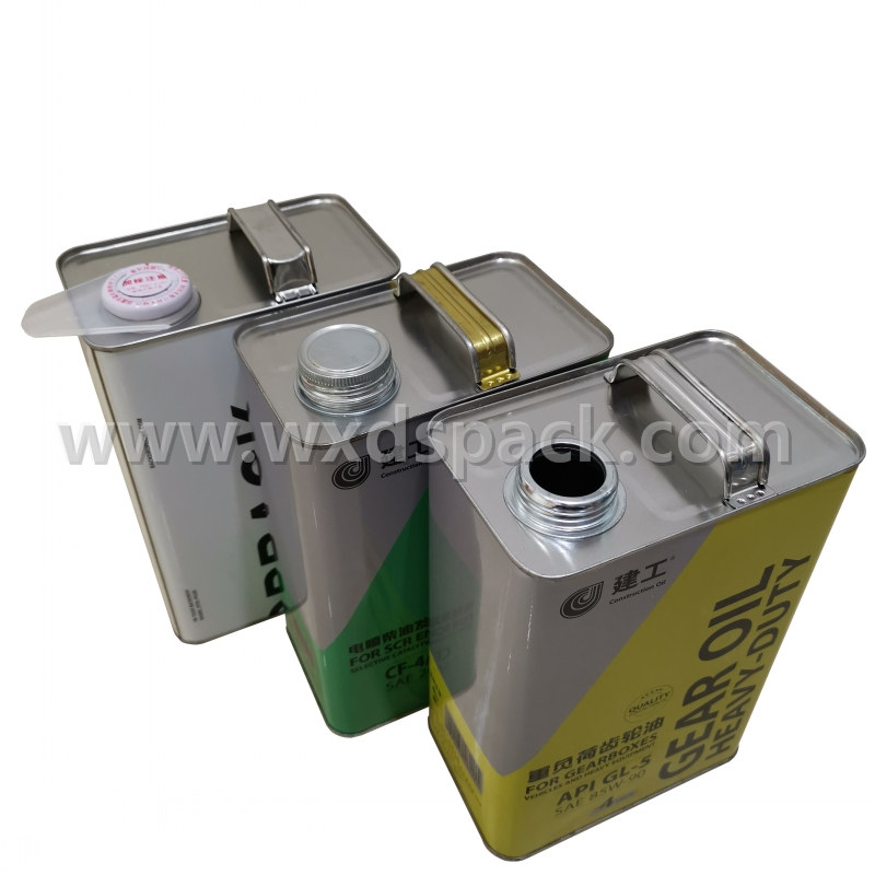 4 Liter Square Engine Oil Tin Cans with Various Metal Lids - Desheng