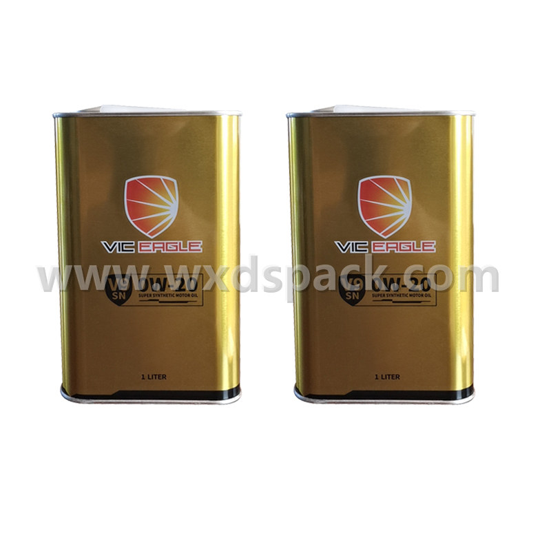 1 Liter Customized Rectangular 0W20 Motor / Engine Oil Tin Can - Desheng